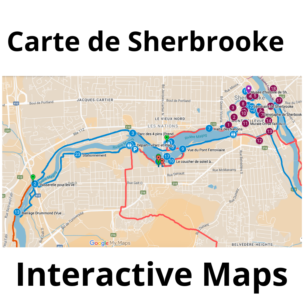 🗺️ Carte interactive de Sherbrooke 🚲 - Google Maps - Vélo - Murales ...